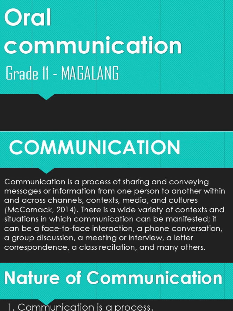 Oral Communication | PDF | Nonverbal Communication | Communication