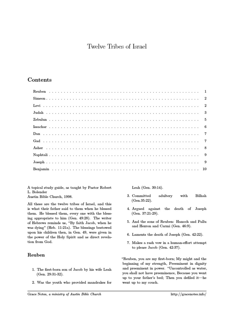 Twelve Tribes PDF | PDF | Jacob | Book Of Genesis