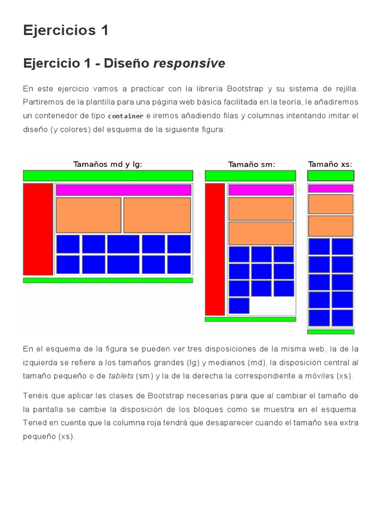 Ejercicios Clase Diseño Web | PDF | Bootstrap (marco frontal) | Diseño web adaptable