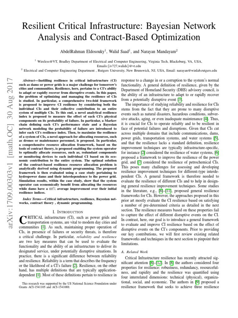 Resilient Critical Infrstructure | PDF | Bayesian Network | Climate ...