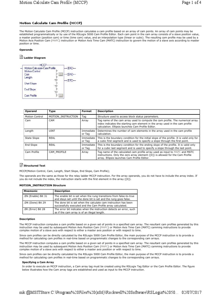 Motion Calculate Cam Profile (MCCP) | PDF | Interpolation | Array Data ...