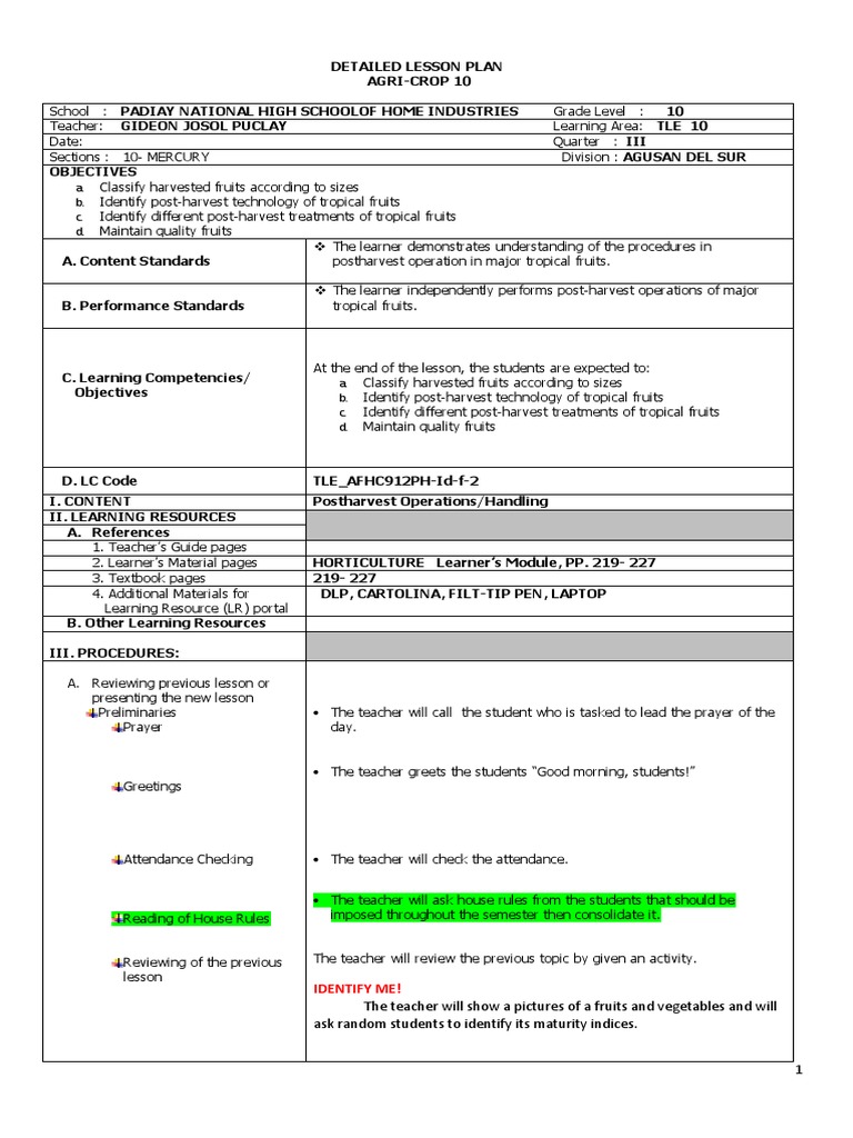 Post-Harvest Handling Revised LP | PDF | Postharvest | Vegetables