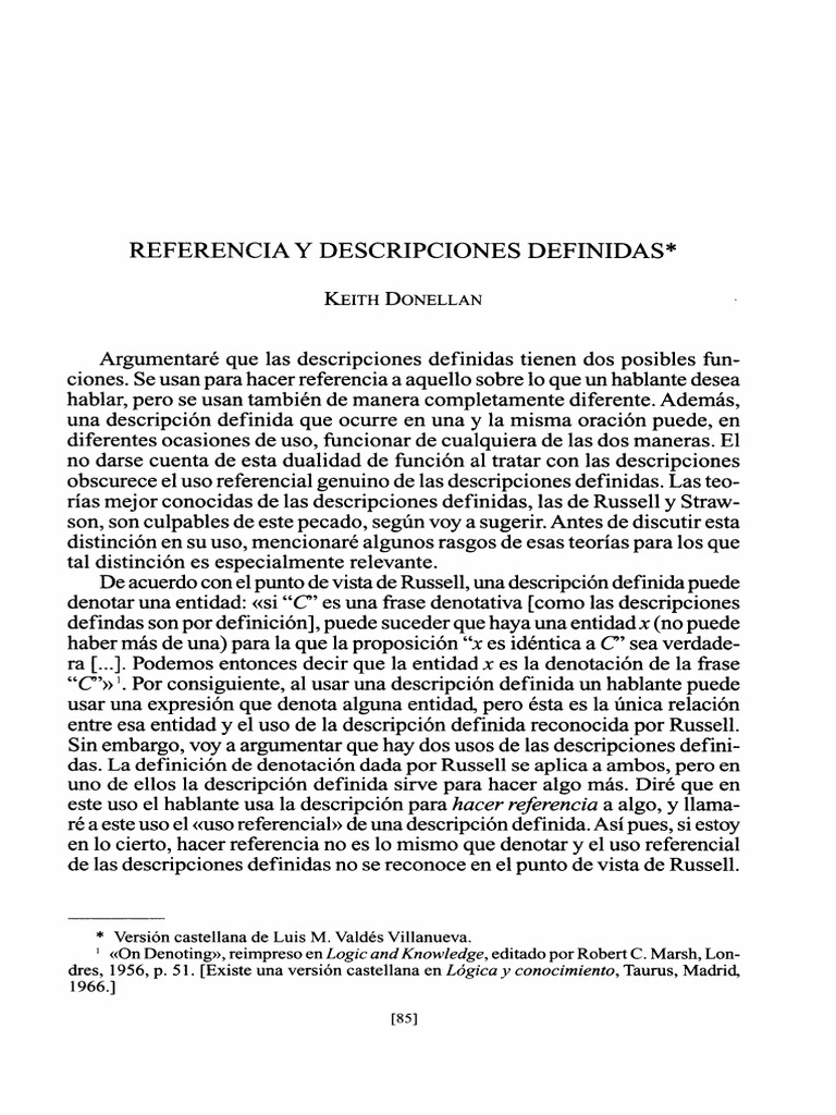 Keith Donnellan - Referencia y Descripciones Definidas PDF | PDF