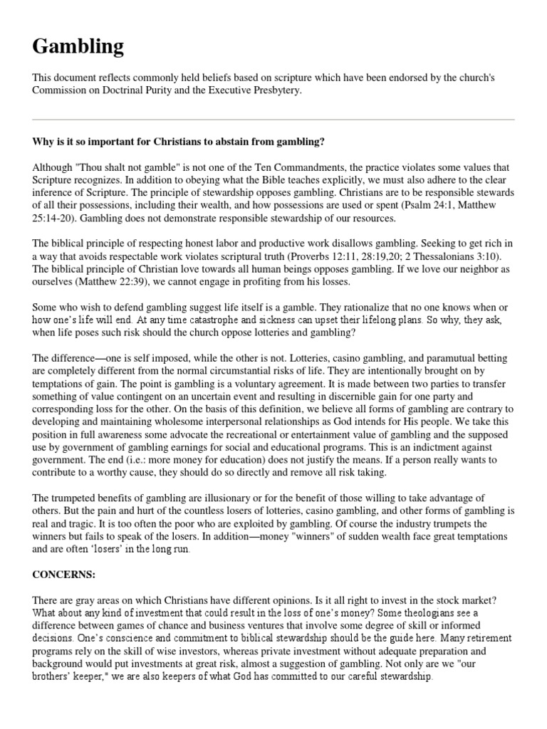 Gambling: Why Is It So Important For Christians To Abstain From ...