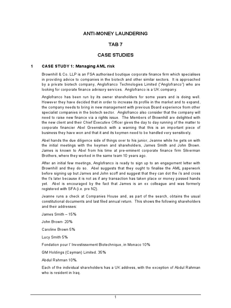 AML Tab 7 Student Version Case Studies | PDF | Money Laundering | Banks