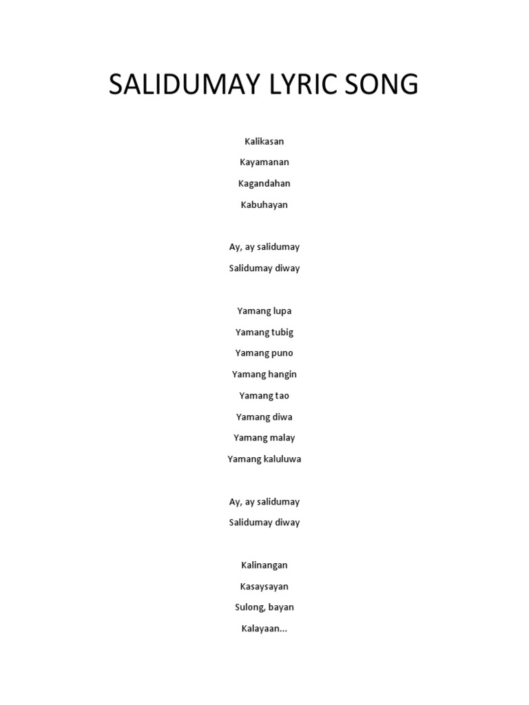 Salidumay Lyric Songs | PDF