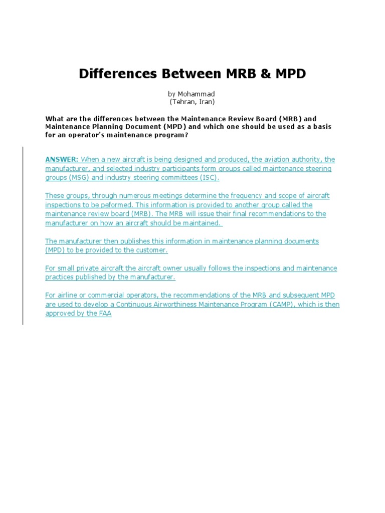 MRB and MPD | PDF