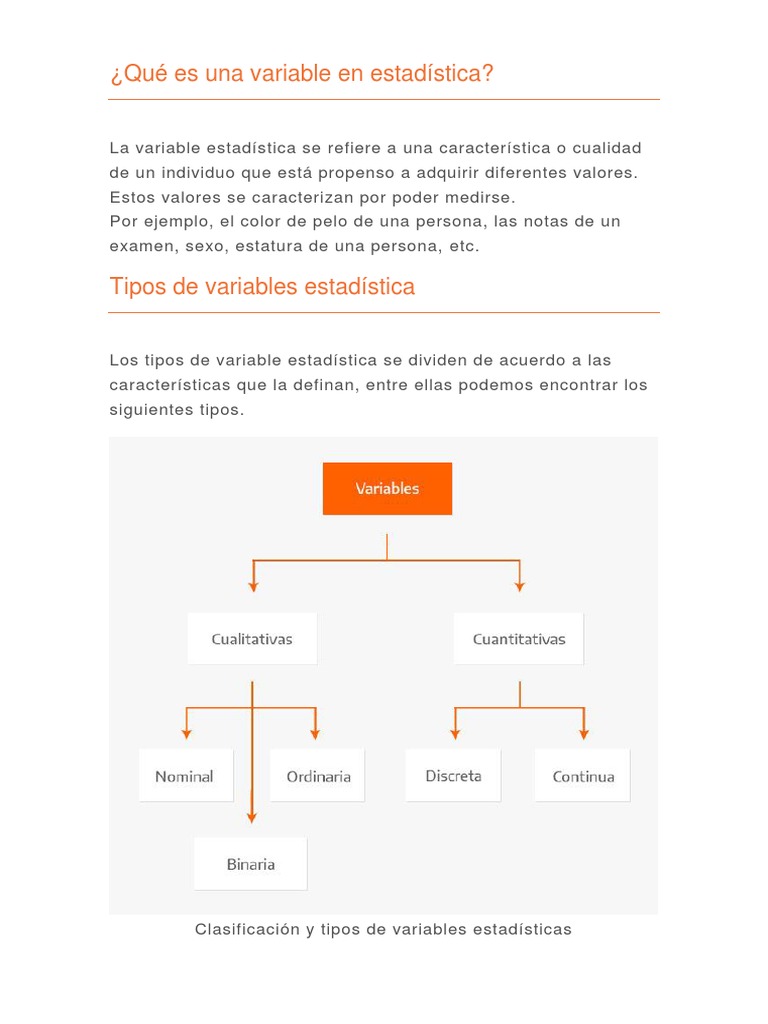 Variable en Estadística | PDF | Estadísticas | Enseñanza de matemática