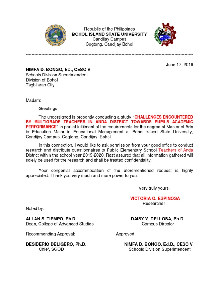 Letter Request Thesis Deped 5.23.19 | PDF | Doctor Of Philosophy ...