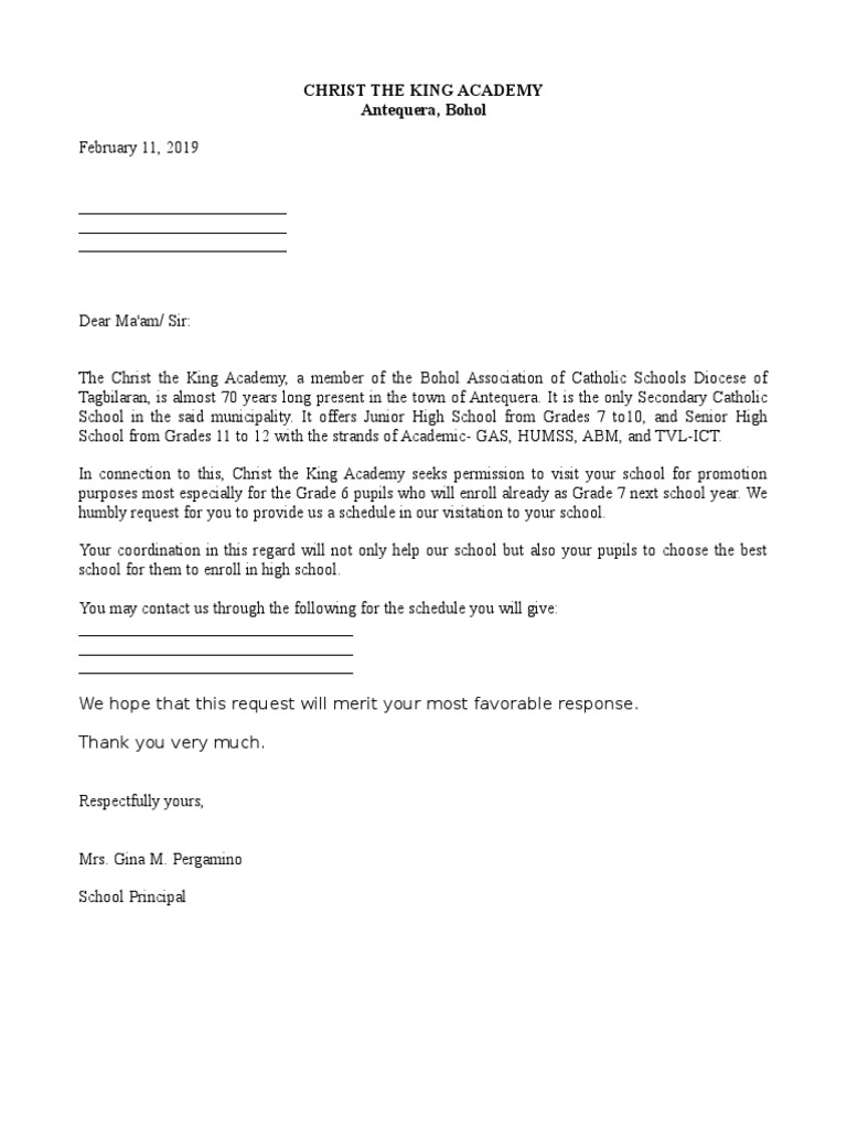 Sample Permission Letter | PDF