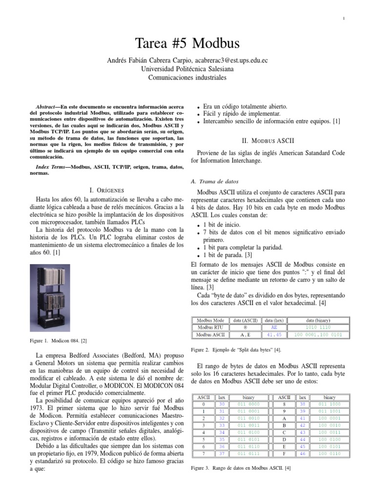Modbus ASCII y Modbus TCP/IP | PDF | Ascii | Protocolo de Control de ...