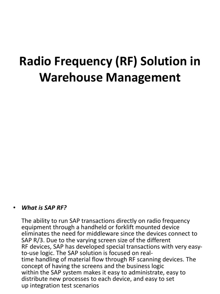 SAP RF Solutions for Warehouse Management | PDF | Sap Se | Logistics