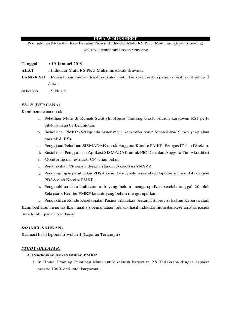 Pdsa Worksheet | PDF