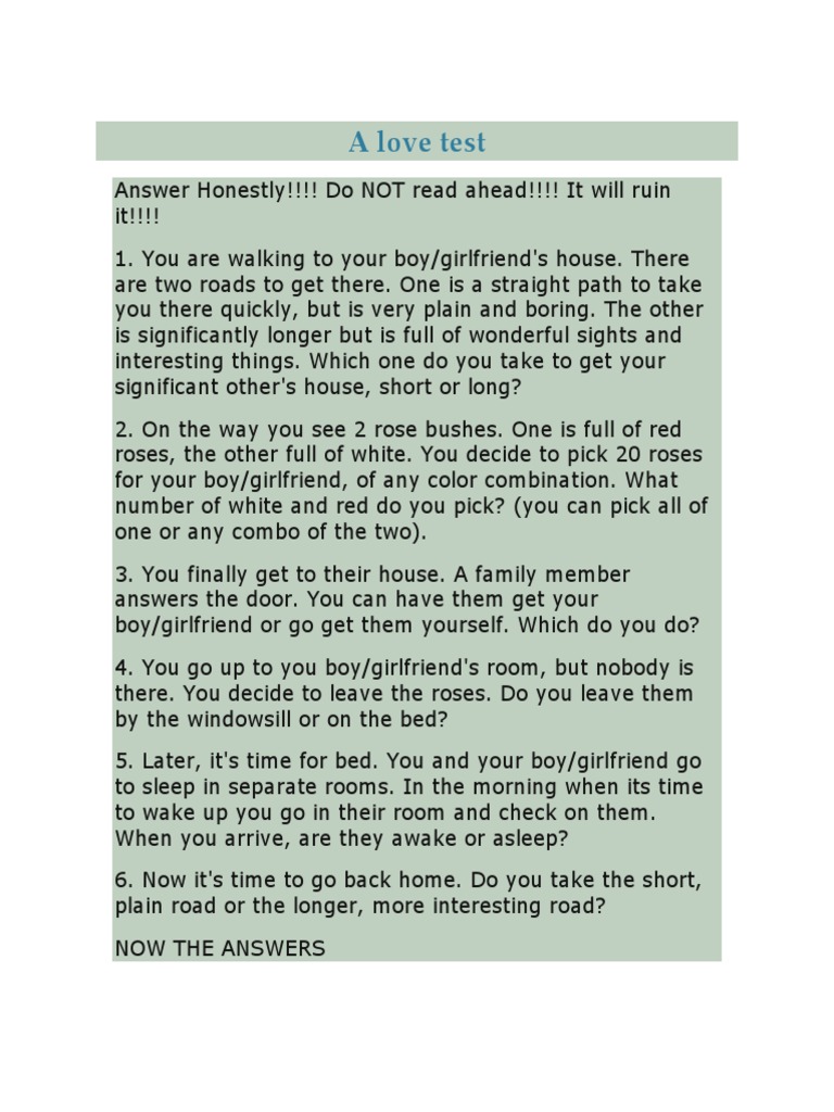 A Love Test | PDF