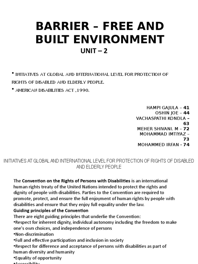 Barrier - Free and Built Environment: Unit - 2 | PDF | Americans With ...