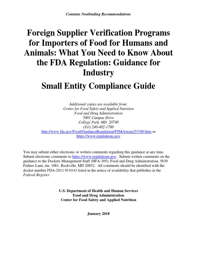2016-109 FSVP Secg Guidance | Download Free PDF | Food And Drug ...