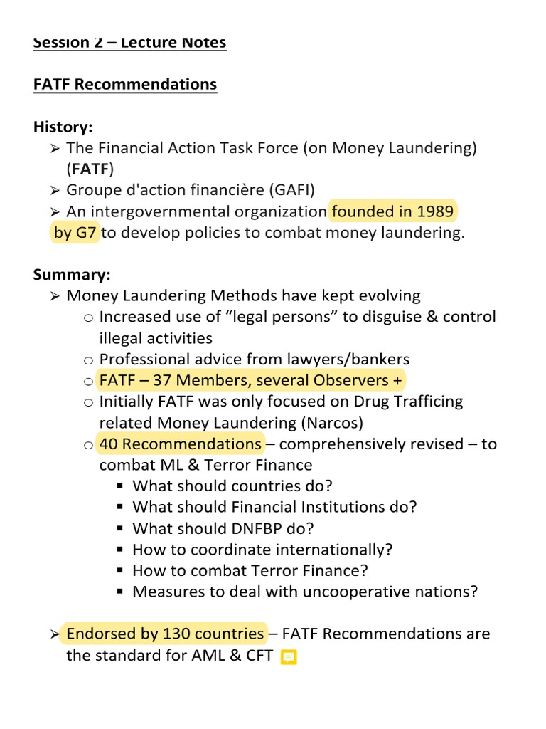 Session 2-Lecture Points - FATF PDF | PDF | Financial Action Task Force ...