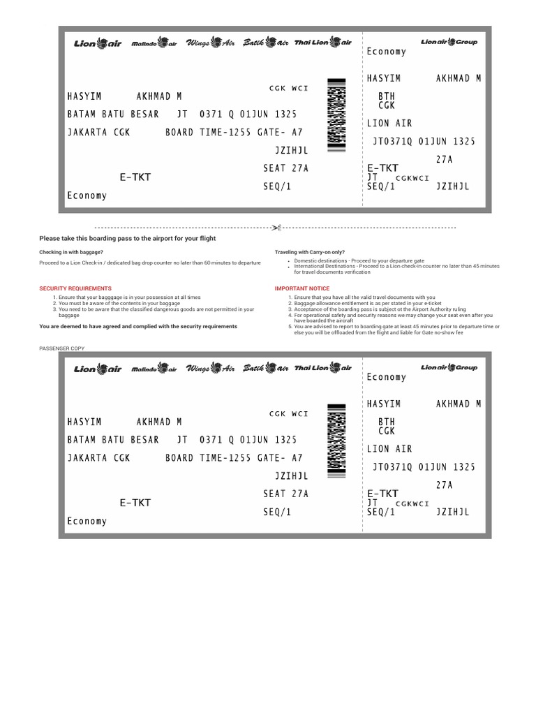 Check-In Confirmation Page