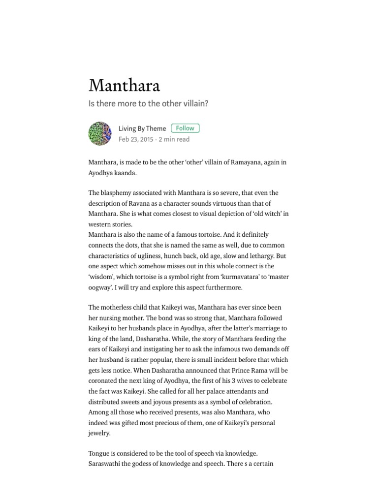 Manthara - Indian Mythology - Medium | PDF | Devi | Rama