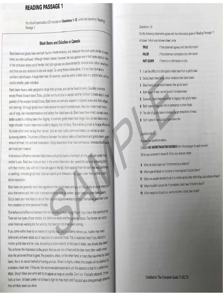 IELTS Reading Sample PDF | PDF