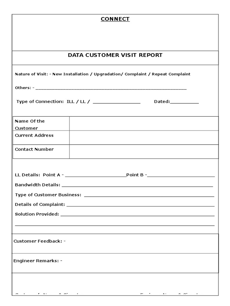 Customer Visit Form - Format | PDF