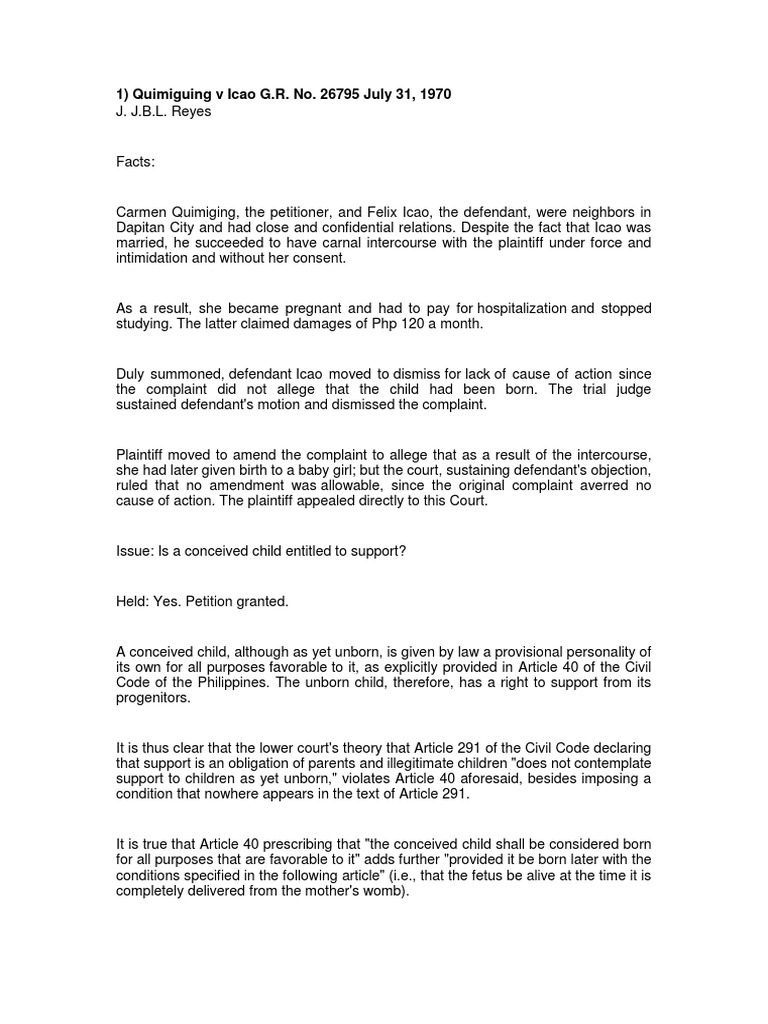 V. Persons Quimiging To Limjoco Digest | PDF | Intestacy | Complaint