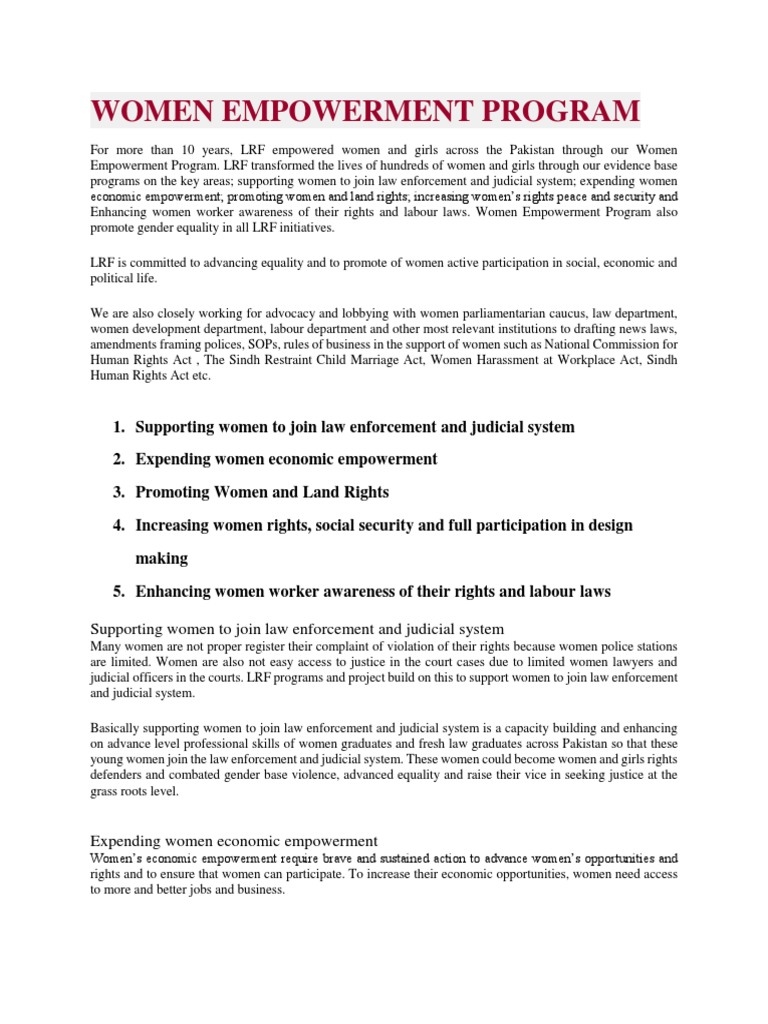 Women Empowerment Program | Download Free PDF | Empowerment | Poverty