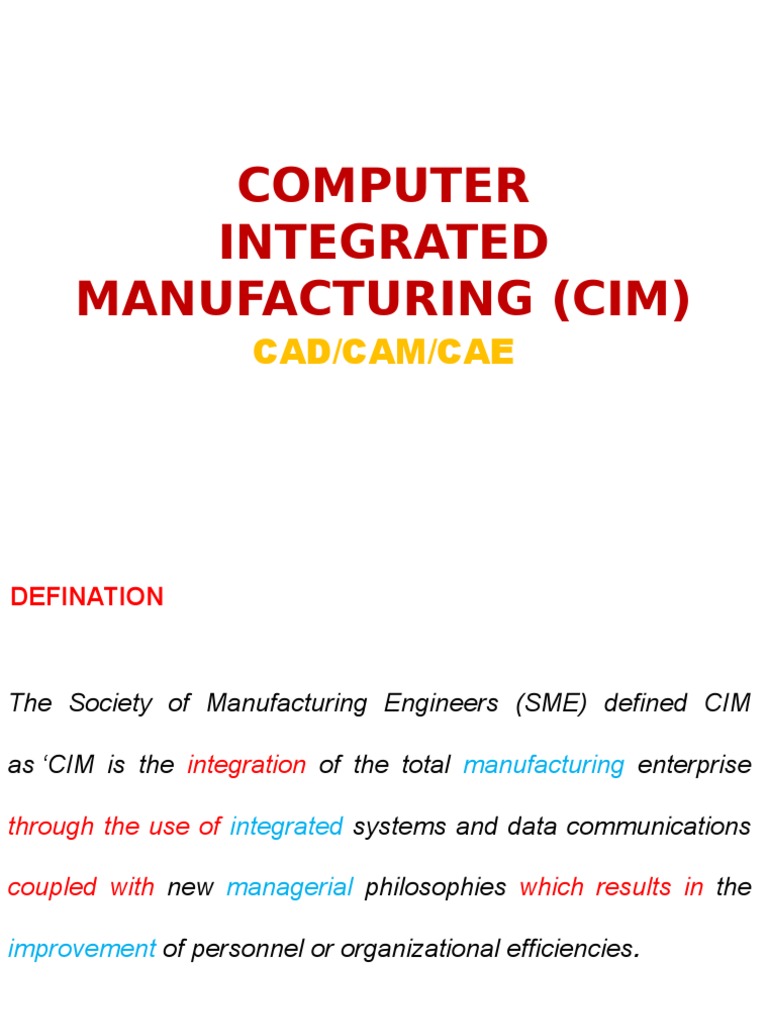 Computer Integrated Manufacturing (Cim) : Cad/Cam/Cae | PDF ...