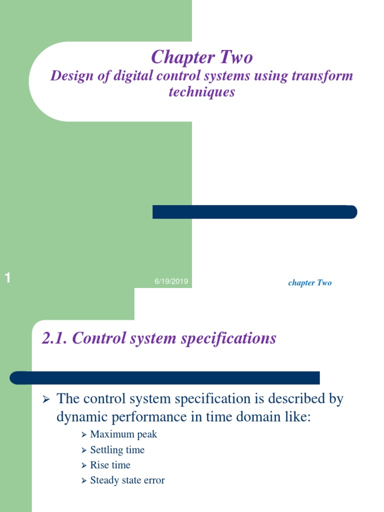 Chapter Two: Design of Digital Control Systems Using Transform ...