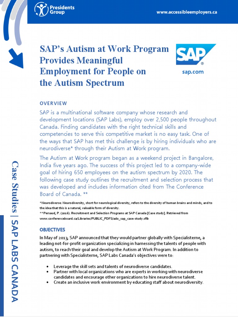 SAP Case Study FINAL PDF | PDF | Recruitment | Autism Spectrum