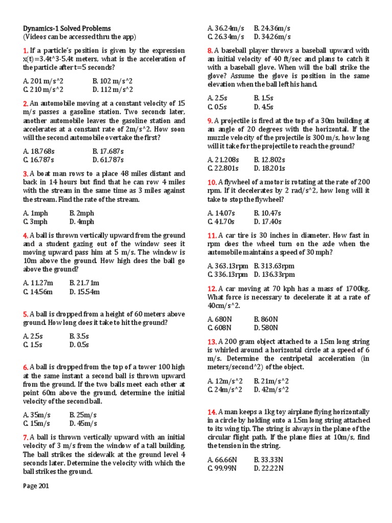 Dynamics Problems and Solutions | PDF | Projectiles | Acceleration