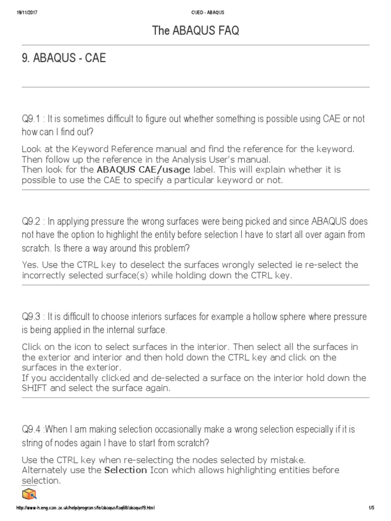 The Abaqus Faq 9. Abaqus - Cae | PDF | Computing | Software