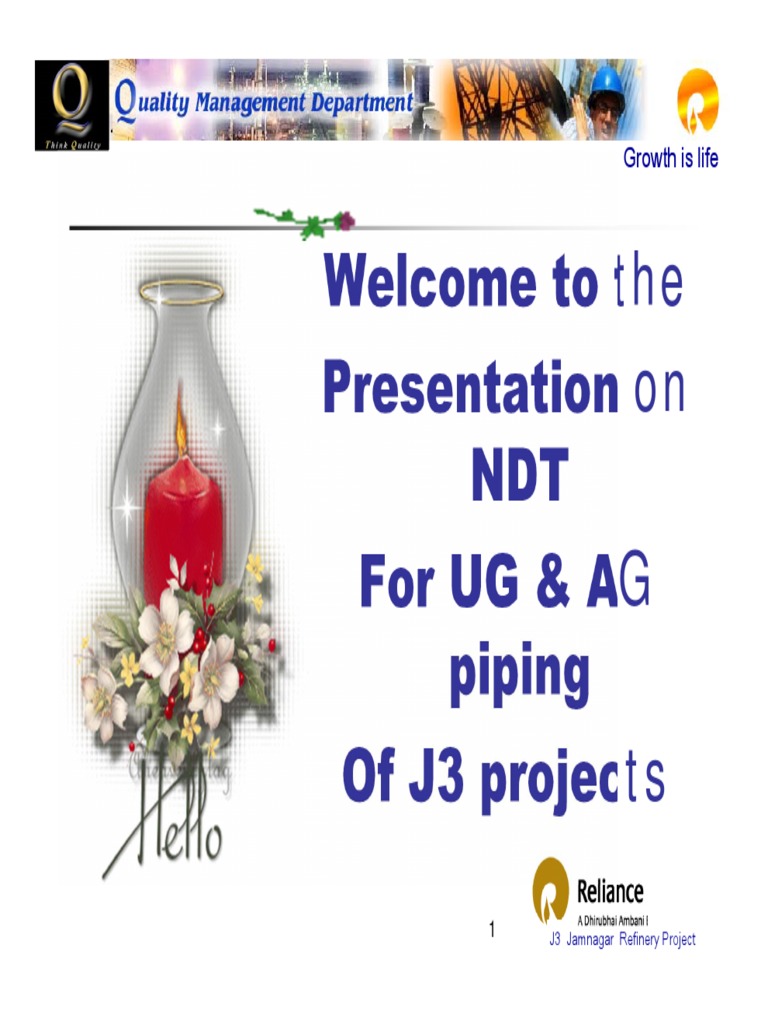 Presentation On NDT For UG & AG Piping of J3 Projects-Rev-00 | PDF ...