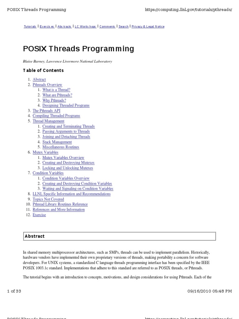 POSIX Threads Programming | PDF | Thread (Computing) | Subroutine