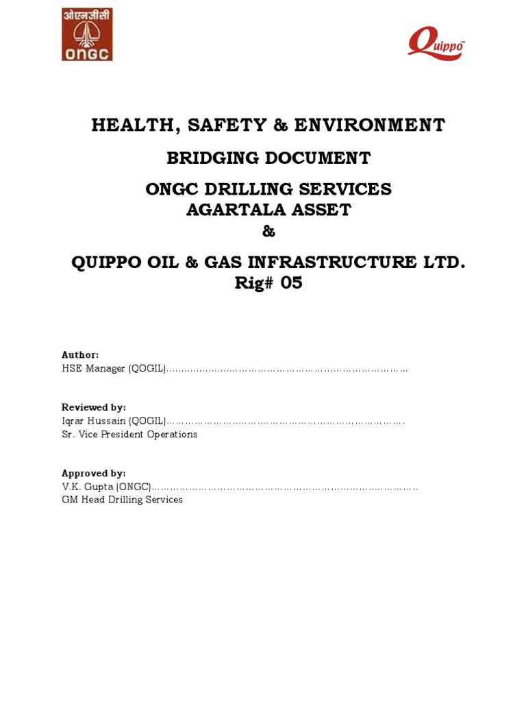 HSE Bridging Document - OnGC & Quippo - Cleaned | PDF | Verification ...