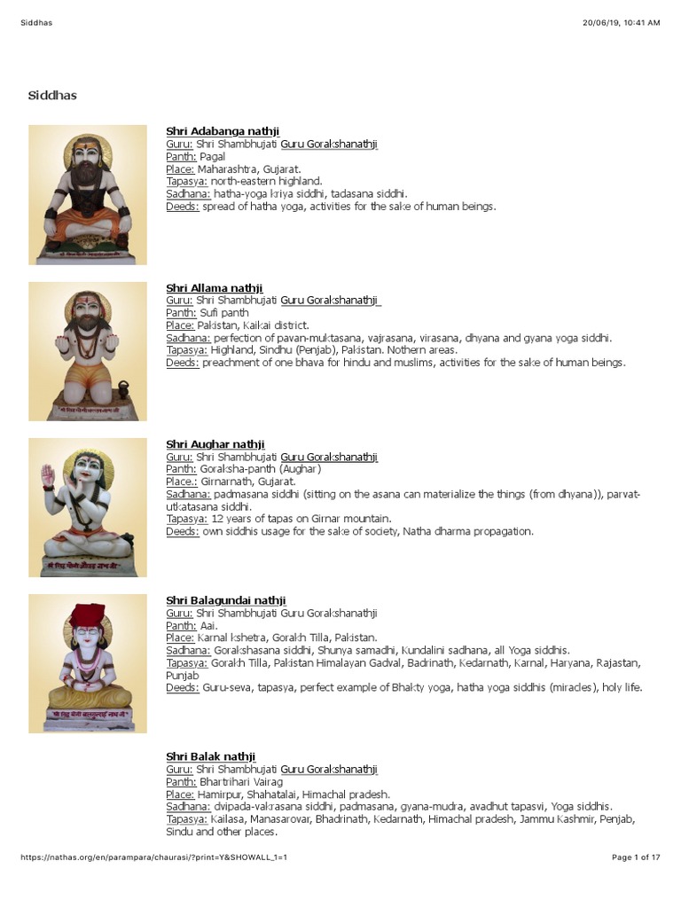 84 Siddhas in The Hindu Tradition | PDF | Bhagavata Purana | Yoga