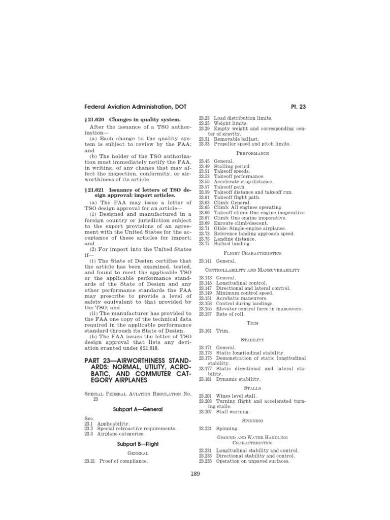 Airworthiness Standards FAA FAR Part 23 PDF | PDF | Landing Gear ...