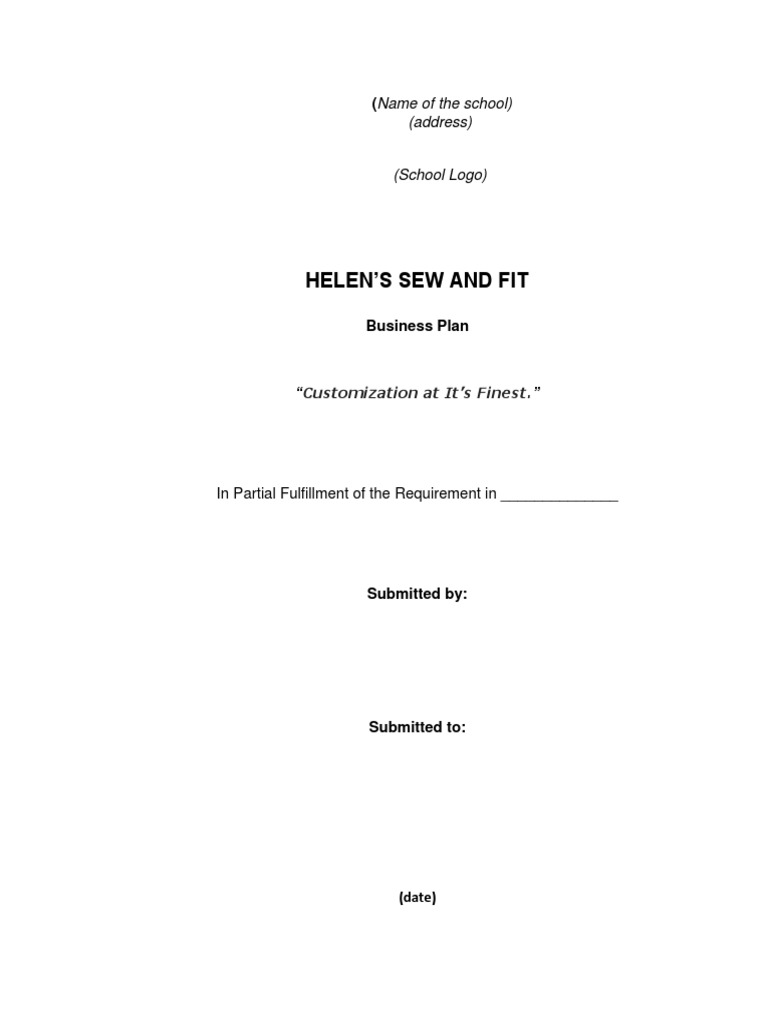 Sample Business Plan - Helen - S | PDF | Sewing | T Shirt