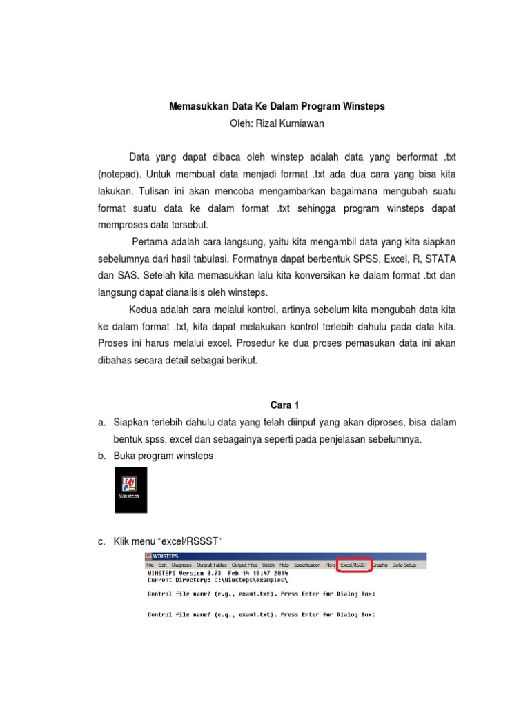 Cara Input Data Winsteps | PDF
