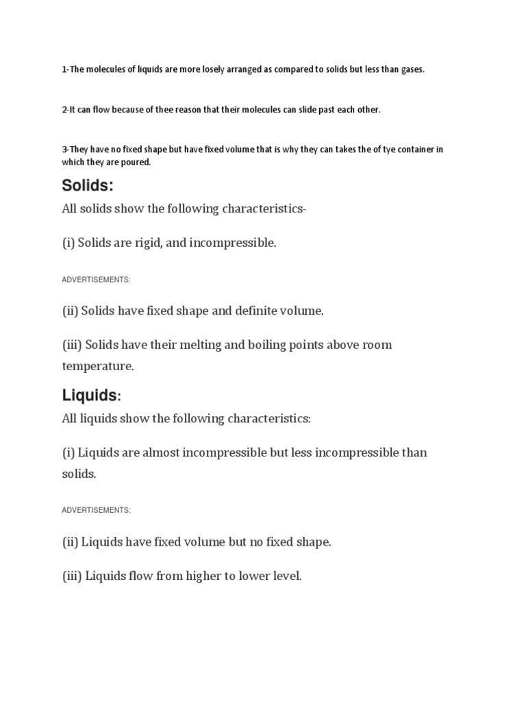 Characteristics of Liquid | PDF