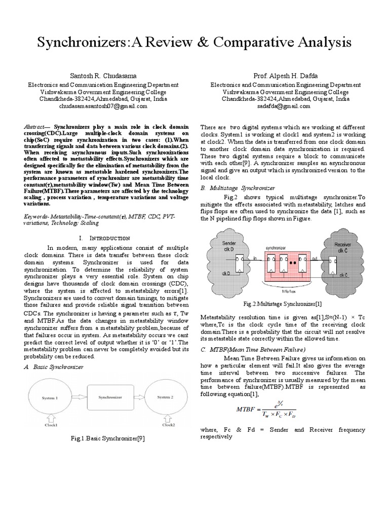 Synchronizer-A Review and Comparative Analysis | PDF | Electrical ...