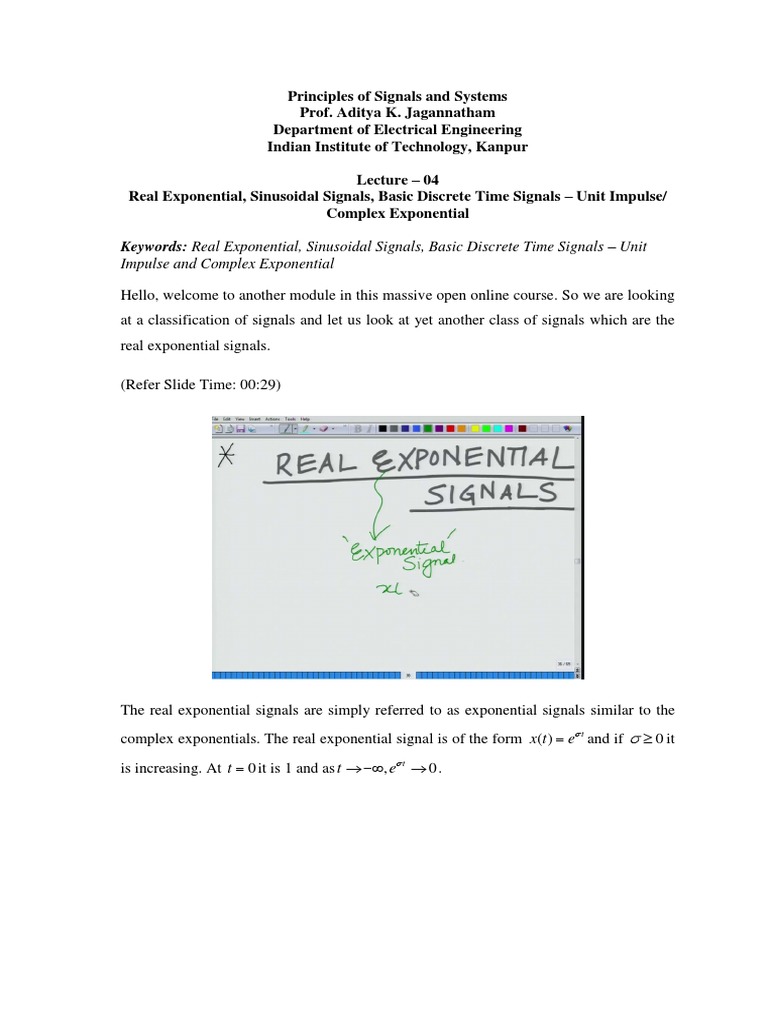 Keywords: Real Exponential, Sinusoidal Signals, Basic Discrete Time ...