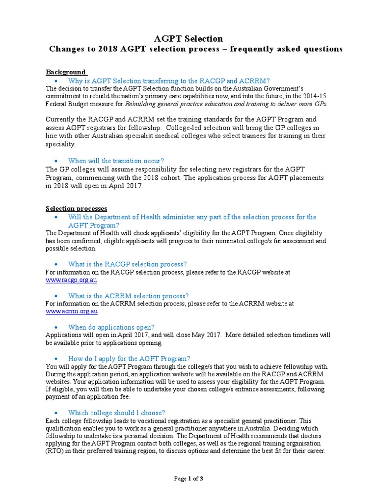 AGPT Selection Process Guide | PDF | General Practitioner | Health Care