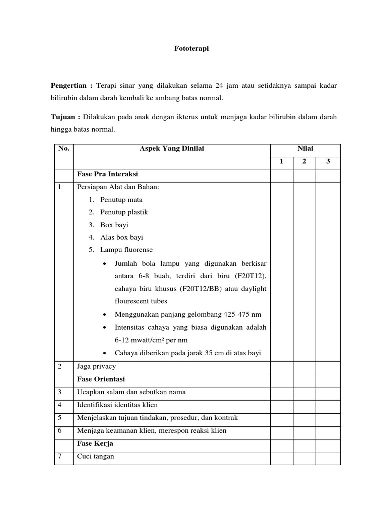 SOP Fototerapi-1 | PDF