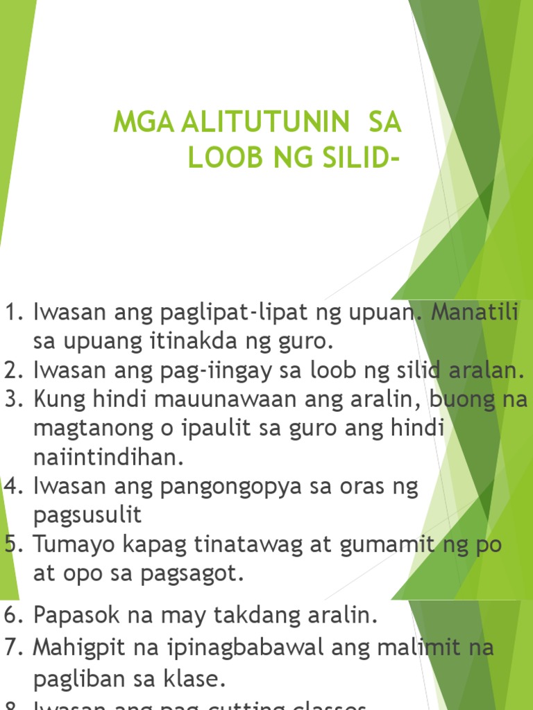 Mga Alitutunin Sa Loob NG Silid | PDF
