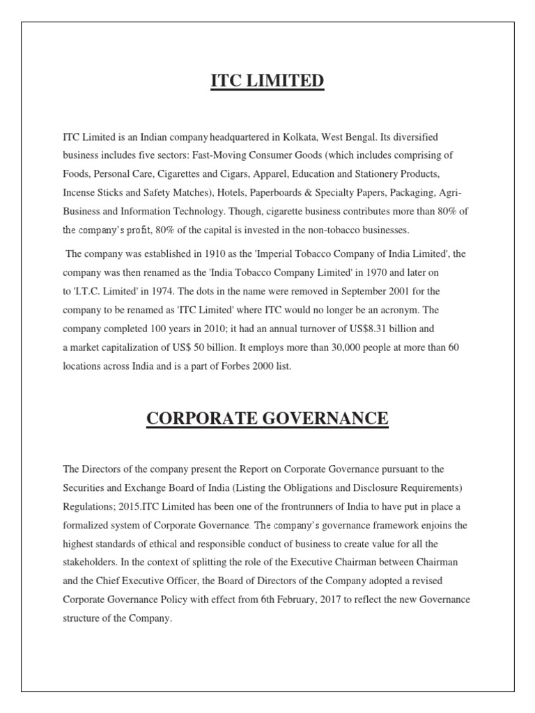Itc Limited: Corporate Governance | PDF | Audit | Board Of Directors