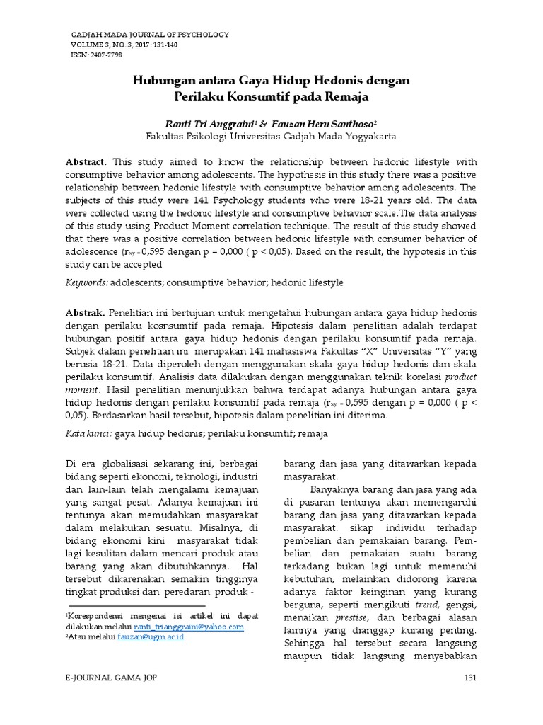 Gaya Hidup Hedonis & Konsumtif Remaja | PDF