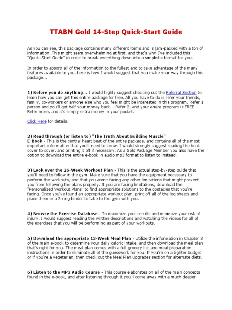 TTABM Gold Quick Start Guide | PDF | E Books