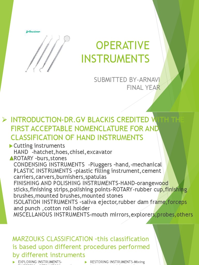 Operative Instruments: Submitted By-Arnavi Final Year | PDF | Blade ...