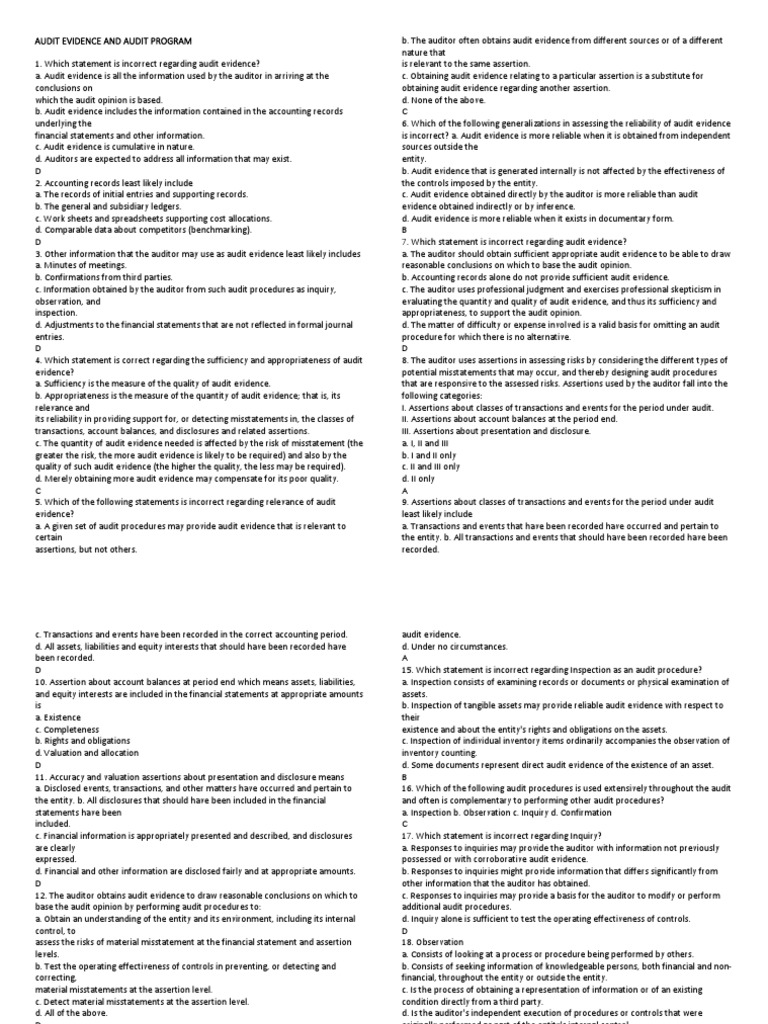 Aud Evidence | PDF | Internal Control | Audit